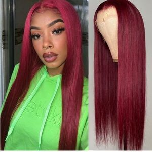 Hair | Red Lace Front Wig Long Straight Synthetic Lace Front Wigs 13x3 ...
